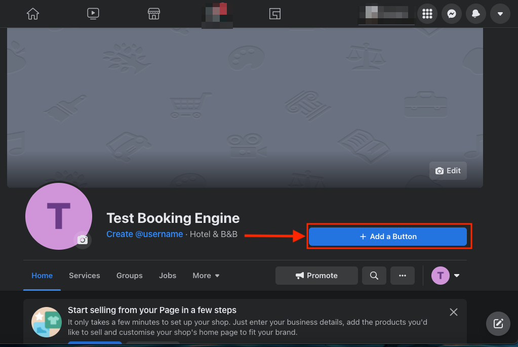 Booking button for Facebook page
